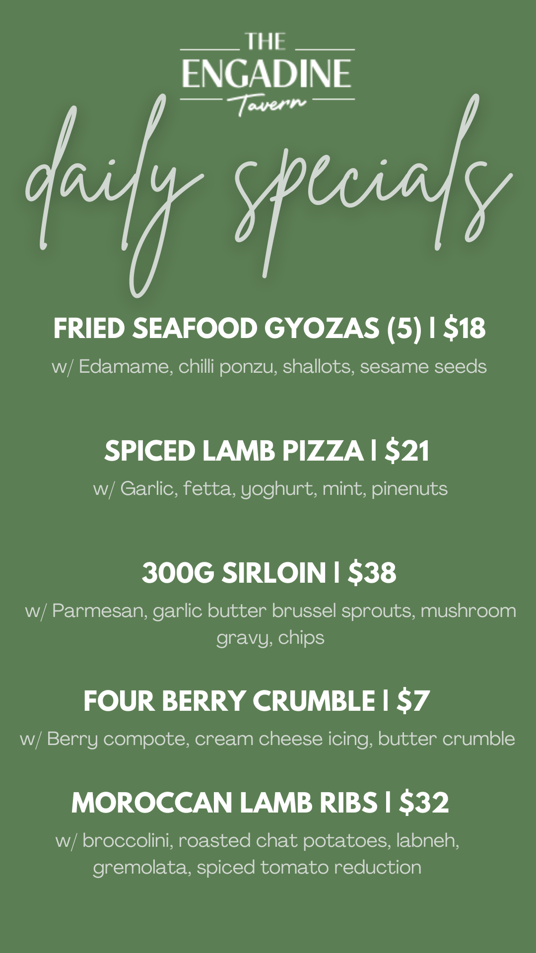 Bistro Specials - Engadine Tavern